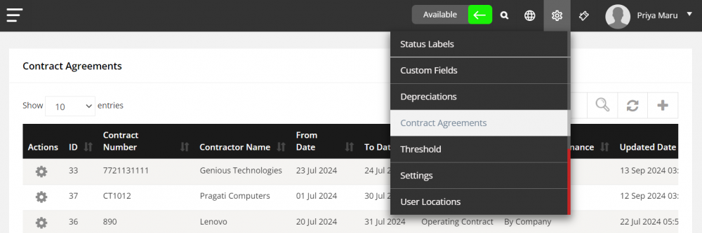 Contract Agreement Configuration | ITM DOCS