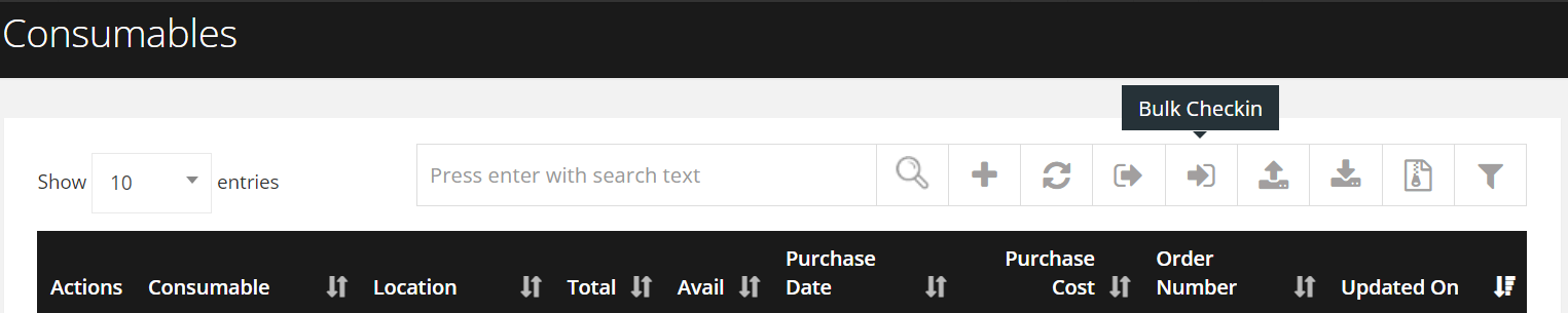 How to use consumable bulk checkin? | ITM DOCS