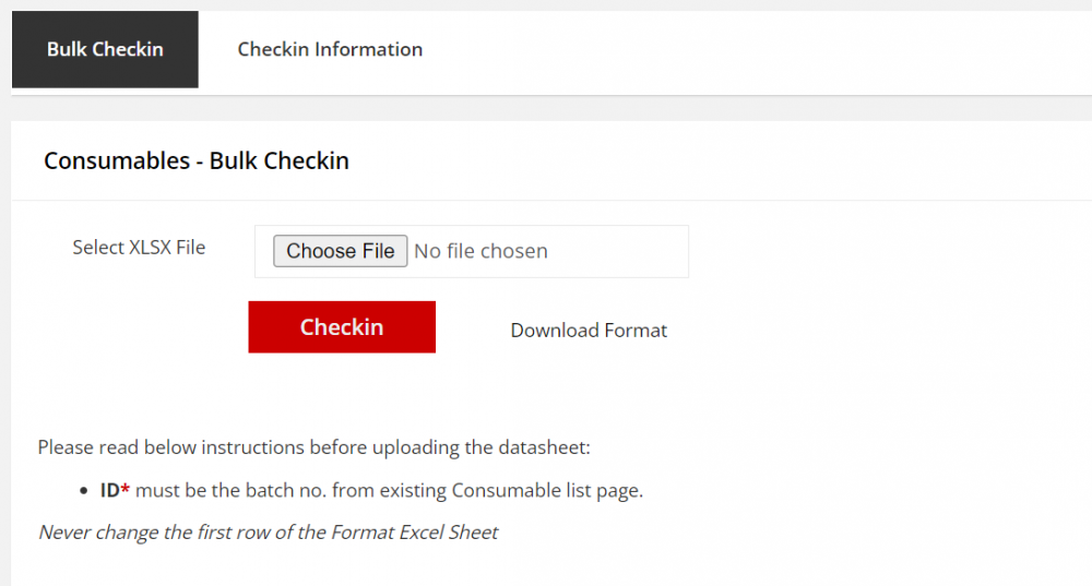 How to use consumable bulk checkin? | ITM DOCS