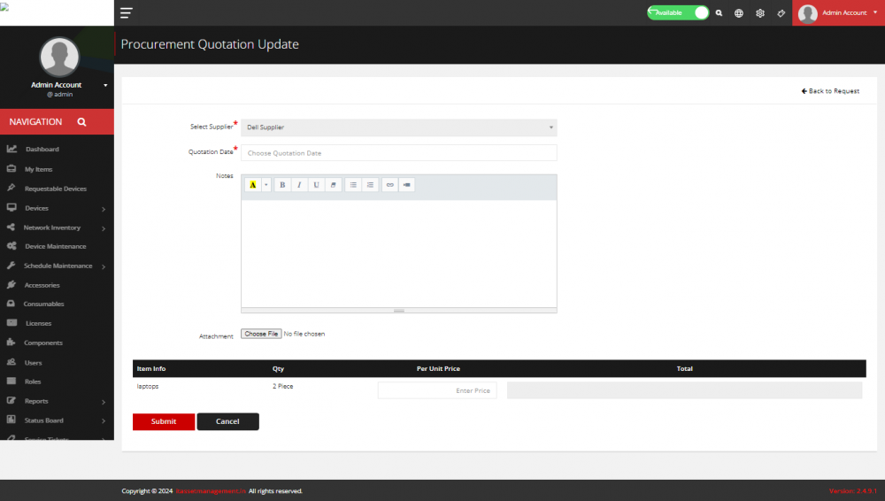 How to manage a Procurement Request | ITM DOCS