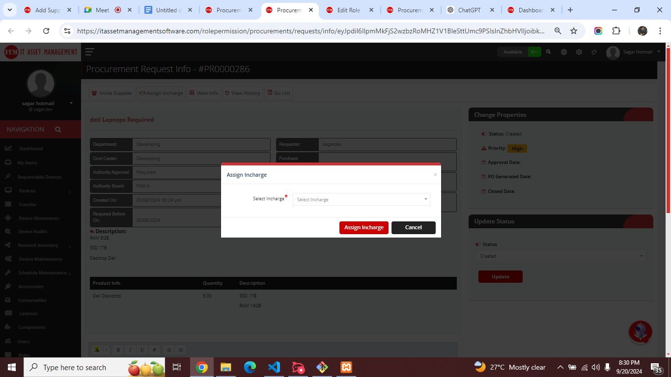 How to manage a Procurement Request | ITM DOCS