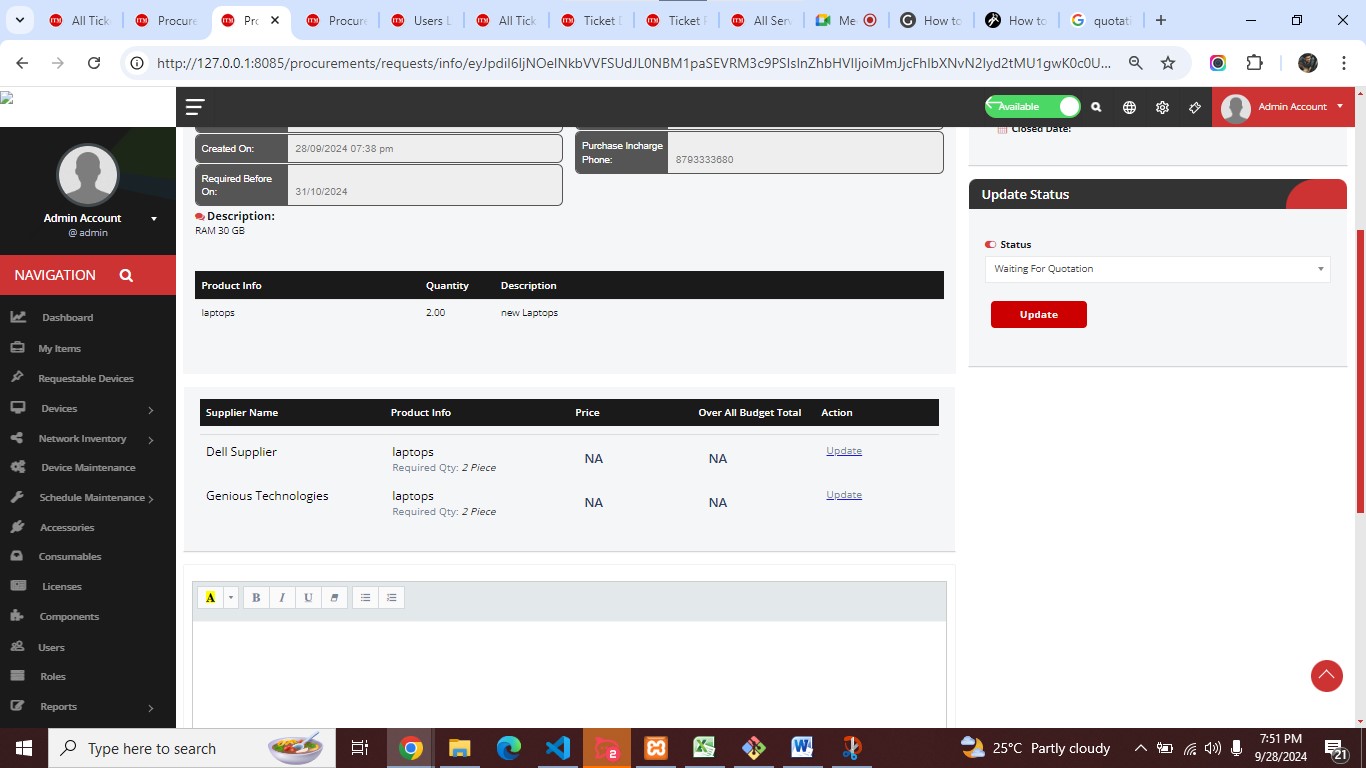 How to manage a Procurement Request | ITM DOCS