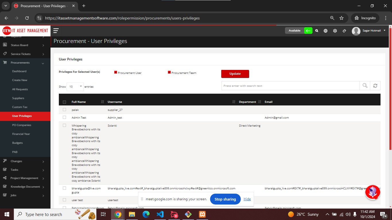 How to configure User Privilege? | ITM DOCS