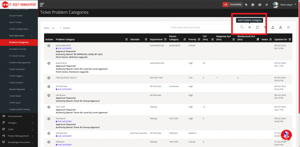 How to create a Problem Category? | ITM DOCS