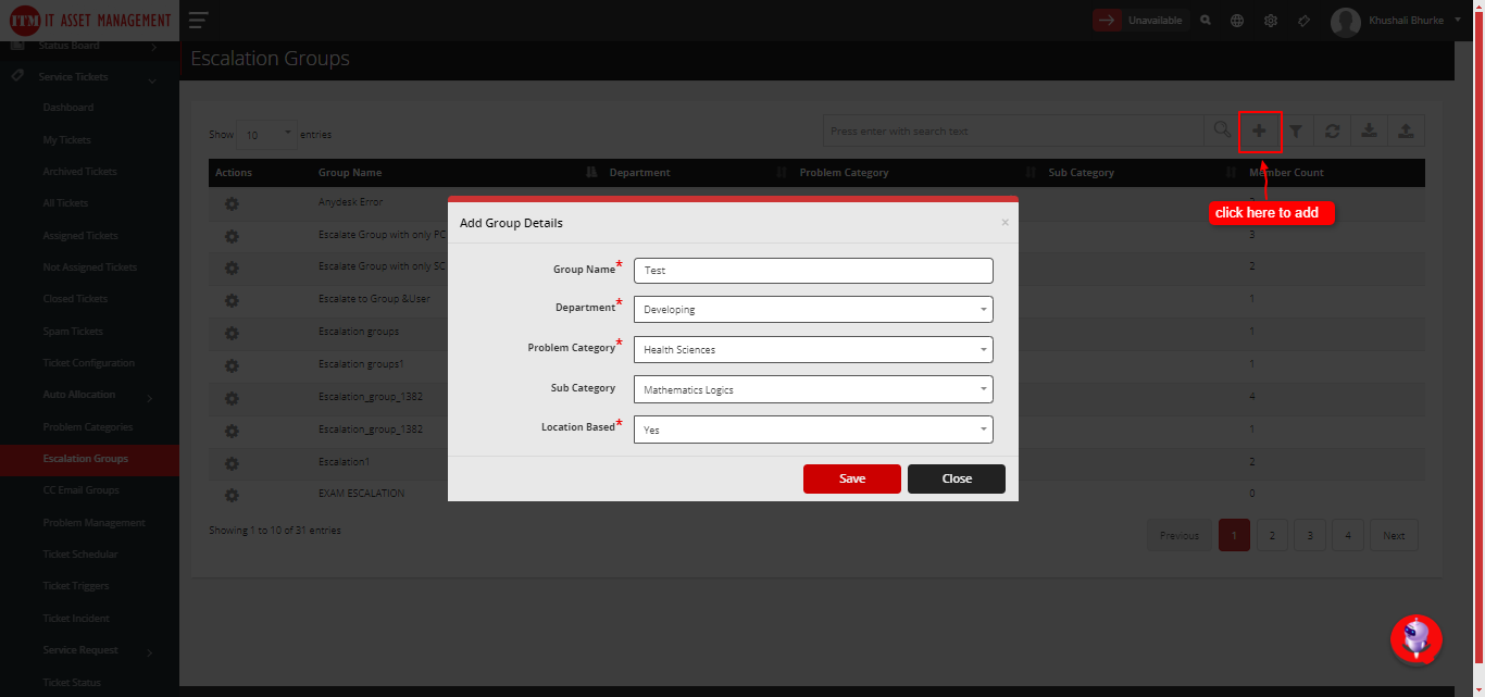 How to create escalation group ? | ITM DOCS