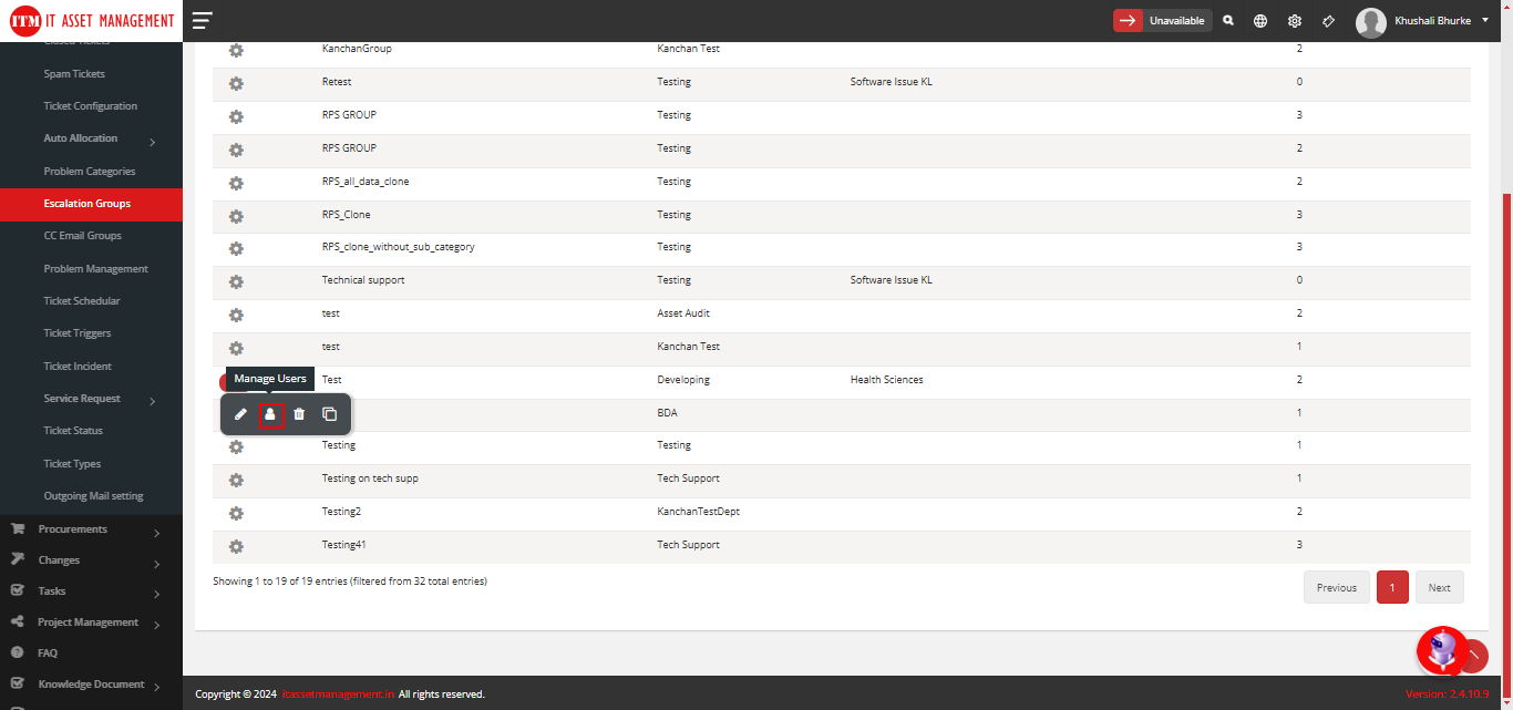 How to create escalation group ? | ITM DOCS