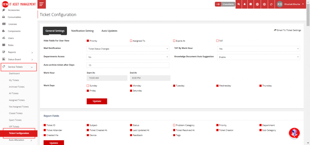 How to Setup Working Hours & Holidays | ITM DOCS