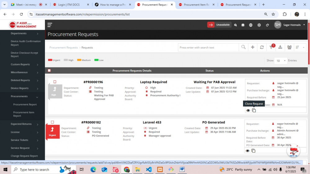 How to create a new Procurement Request? | ITM DOCS