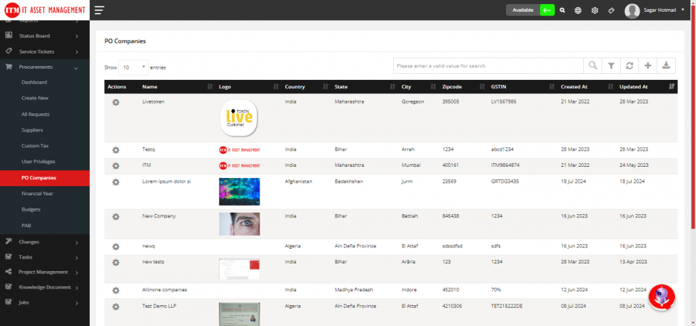 How to manage PO companies | ITM DOCS